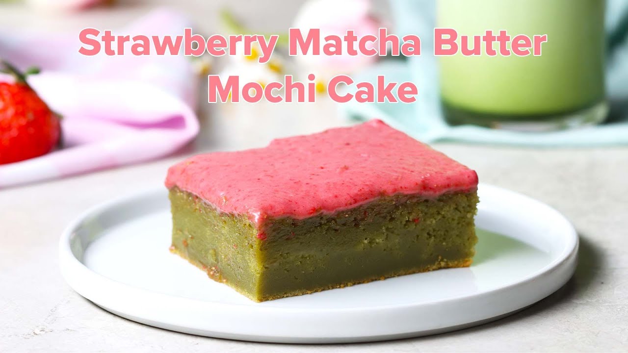 Strawberry Matcha Butter Mochi Cake - Bing Chef - The Art of Cooking