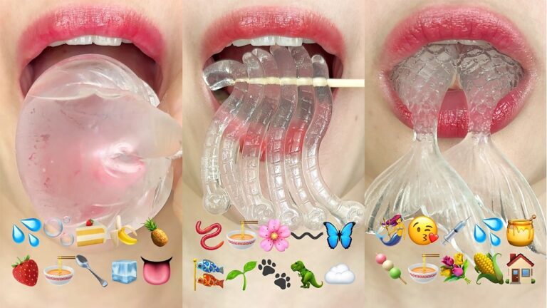 asmr CLEAR EMOJI FOOD JELLY CHALLENGE MUKBANG (SLEEP & RELAXING) 투명 이모지 ...